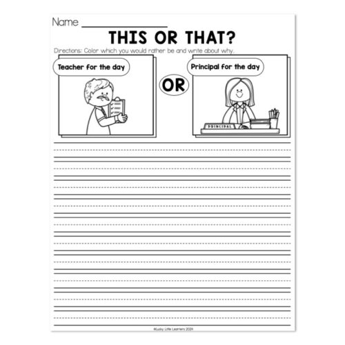 Monthly Writing Centers - May - This or That - Teacher or Principal for ...