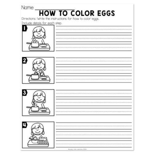 Monthly Writing Centers - April - How to - Color Eggs - Lucky Little ...