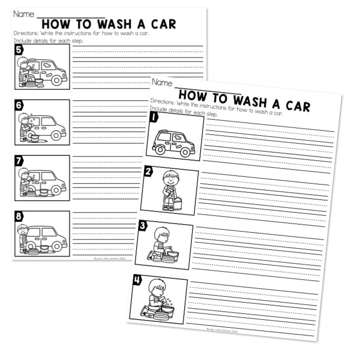 Monthly Writing Centers - April - How to - Wash a Car - Lucky Little ...