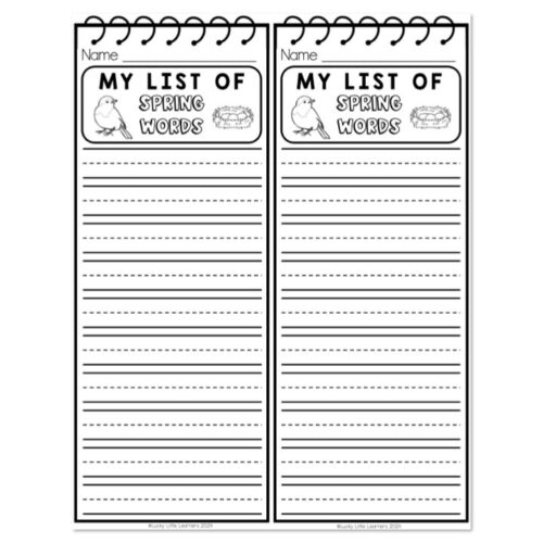 Monthly Writing Centers - April - List - Spring Words - Lucky Little ...