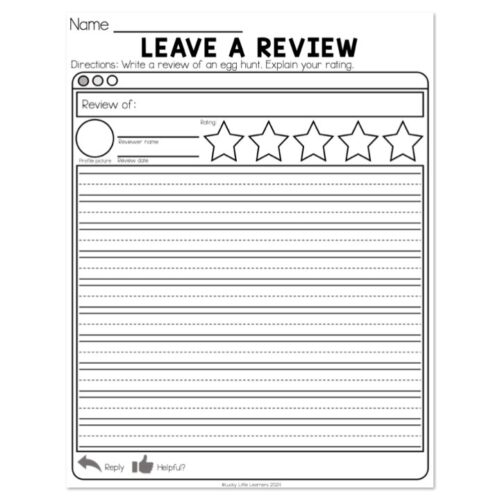 Monthly Writing Centers - April - Review - Egg Hunt - Lucky Little Learners