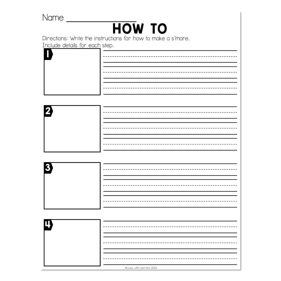 Monthly Writing Centers - August - How to - Make S'mores - Lucky Little ...