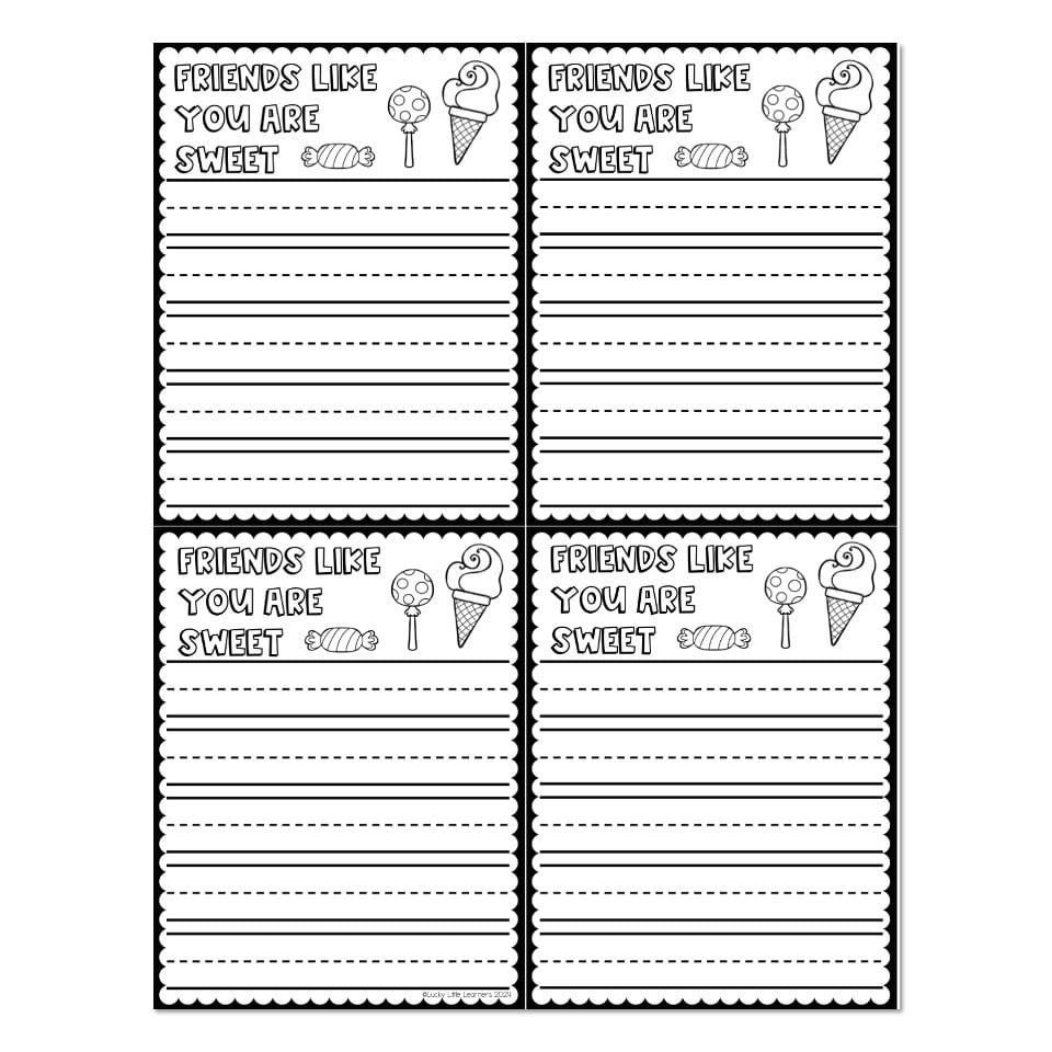 Monthly Writing Centers - August - Note - Friends Like You Are Sweet ...