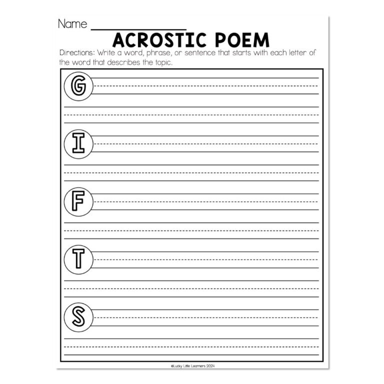 Monthly Writing Centers - December - Acrostic Poem - Gifts - Lucky ...