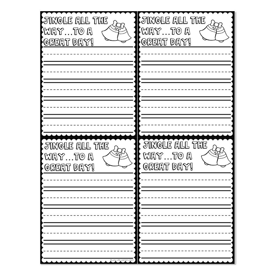 Monthly Writing Centers - December - Note - Jingle All the Way - Lucky ...