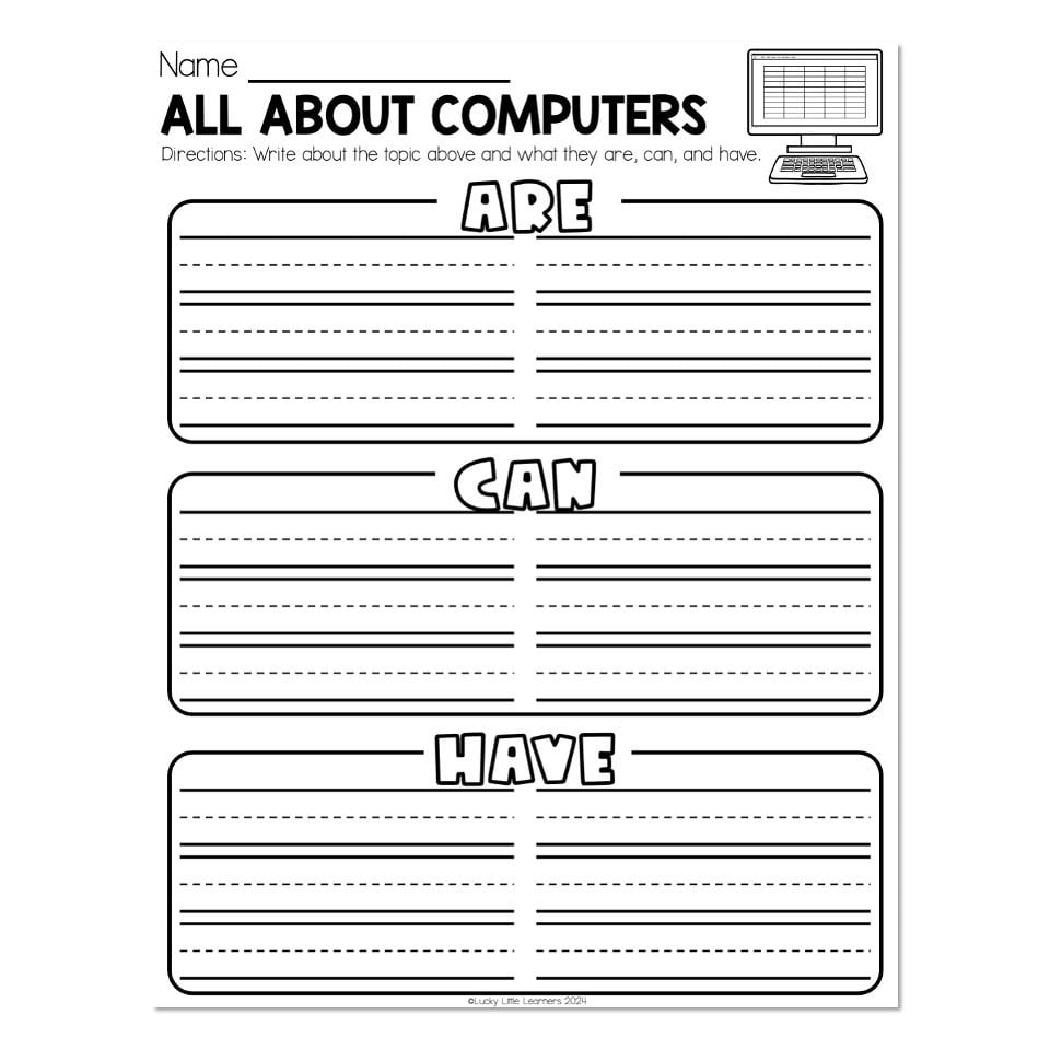 Monthly Writing Centers - February - All About - Computers - Lucky ...