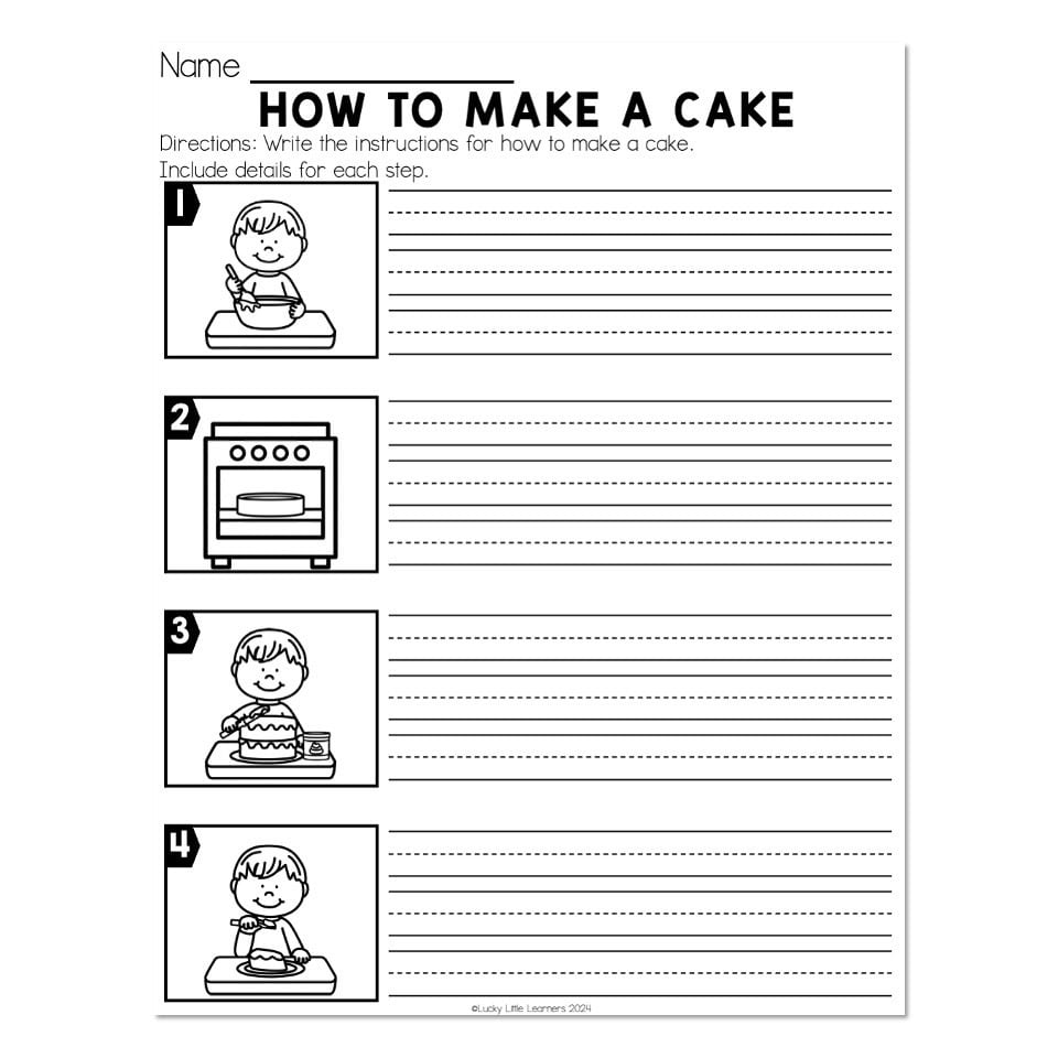 Monthly Writing Centers - February - How to - Make a Cake - Lucky ...