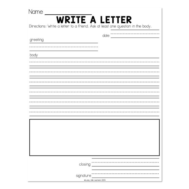Monthly Writing Centers - February - Letter - Friend - Lucky Little ...