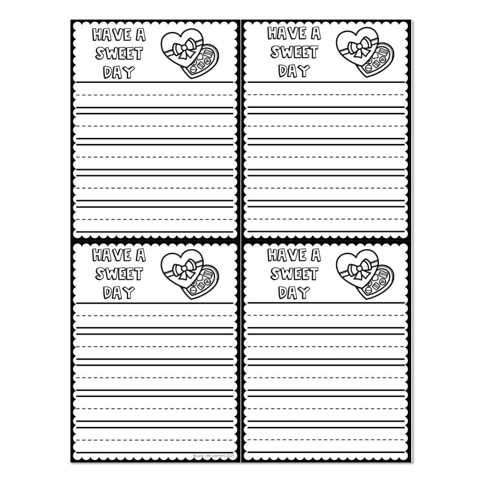 Monthly Writing Centers - February - Note - Have a Sweet Day - Lucky ...