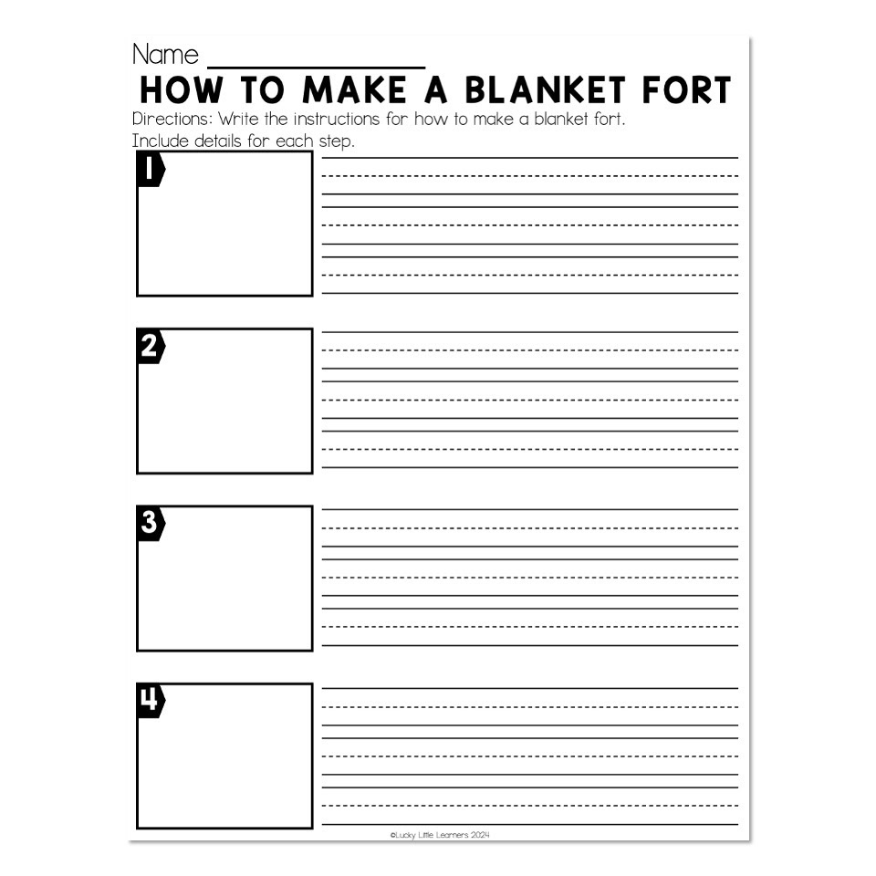 Monthly Writing Centers - January - How to - Blanket Fort - Lucky ...