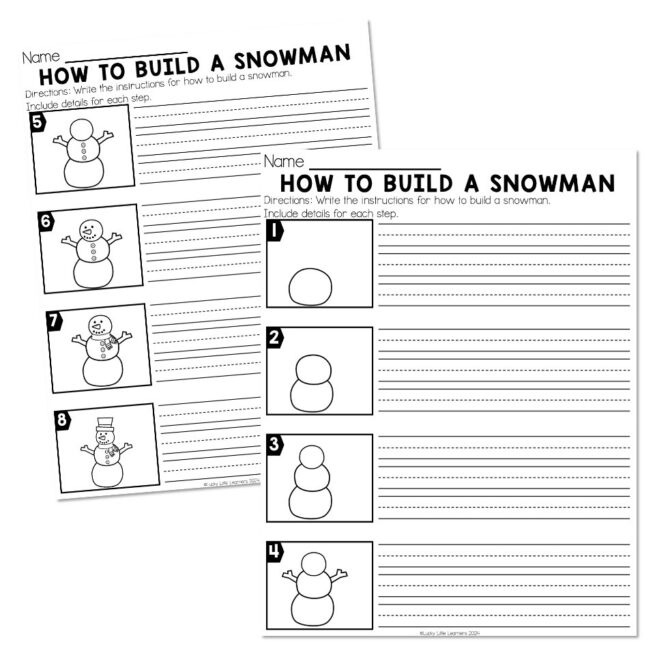 Monthly Writing Centers - January - How to - Snowman - Lucky Little ...