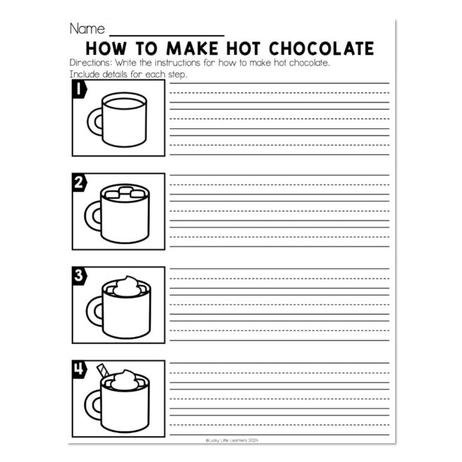 Monthly Writing Centers - January - How to - Hot Chocolate - Lucky ...