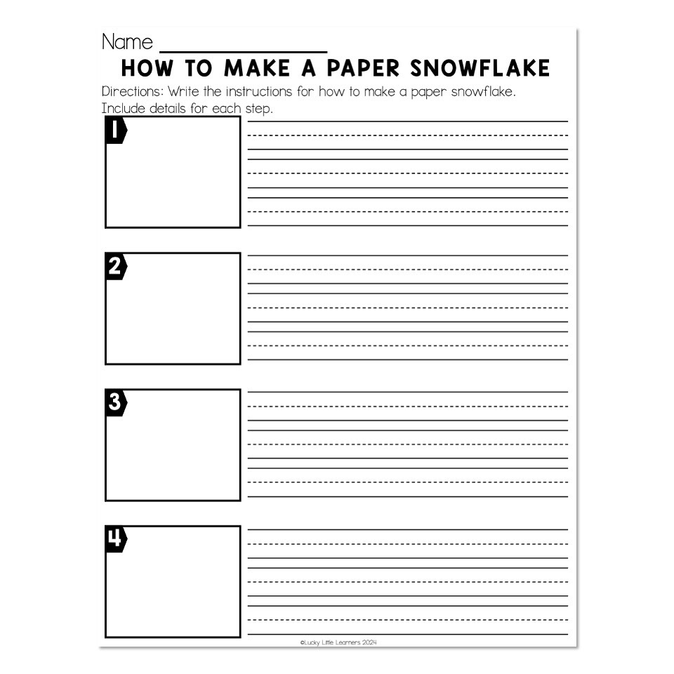 Monthly Writing Centers - January - How to - Paper Snowflake - Lucky ...