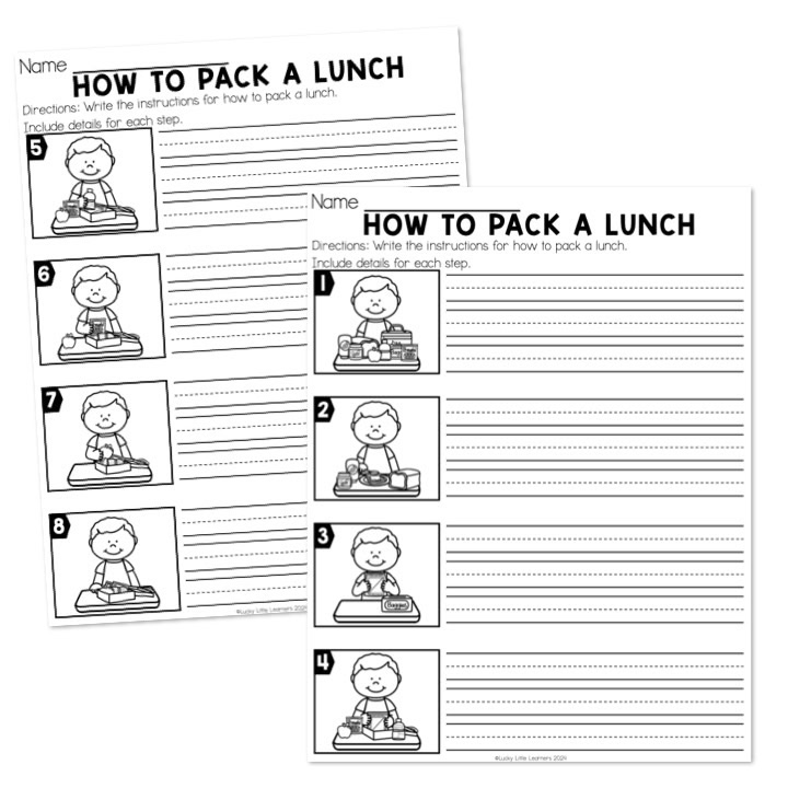 Monthly Writing Centers - March - How to - Pack a Lunch - Lucky Little ...