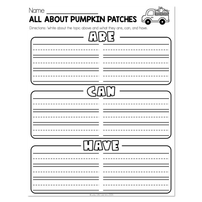 Monthly Writing Centers - October - All About - Pumpkin Patches - Lucky ...