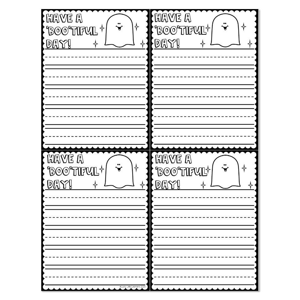 Monthly Writing Centers - October - Note - Have a Bootiful Day - Lucky ...