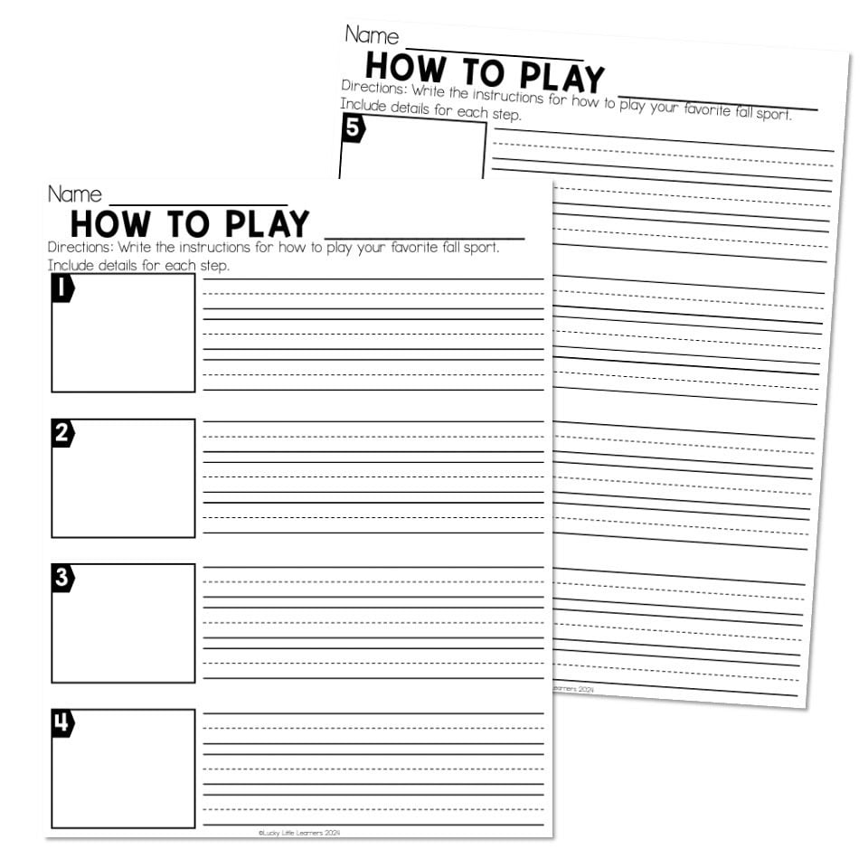 Monthly Writing Centers - September - How To - Fall Sport - Lucky ...