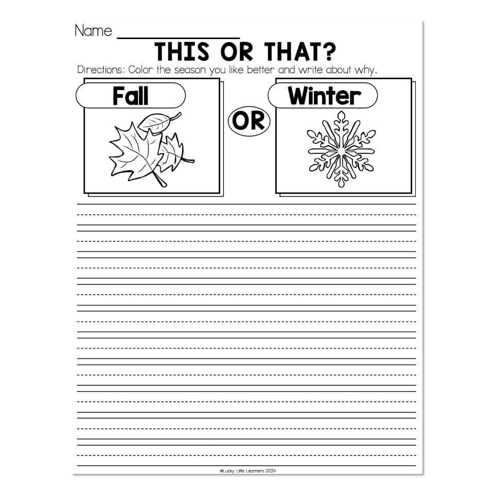 Monthly Writing Centers - September - This or That? - Fall or Winter ...