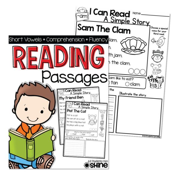 Reading Comprehension Passages and Questions - Short Vowels - Lucky ...