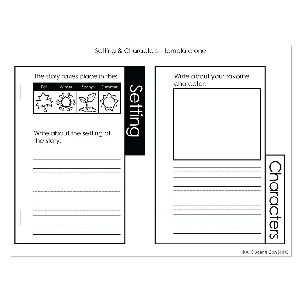 Writing Flipbooks - Setting and Characters - Lucky Little Learners