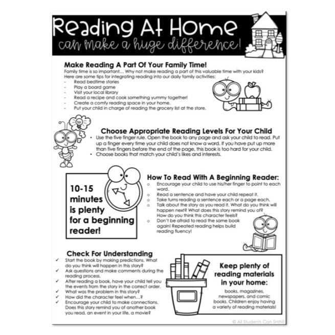 Reading at Home Parent Note - Lucky Little Learners