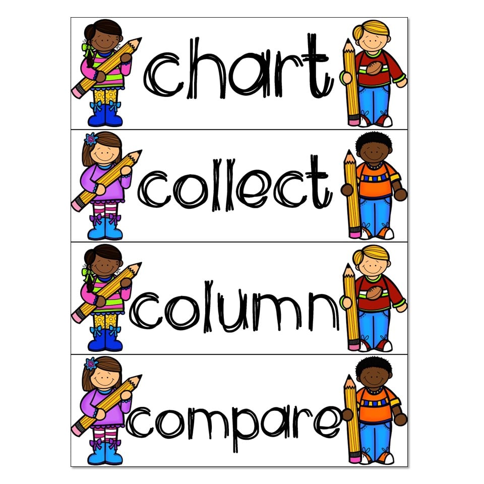 Graphing and Data Activities - Word Wall - Lucky Little Learners