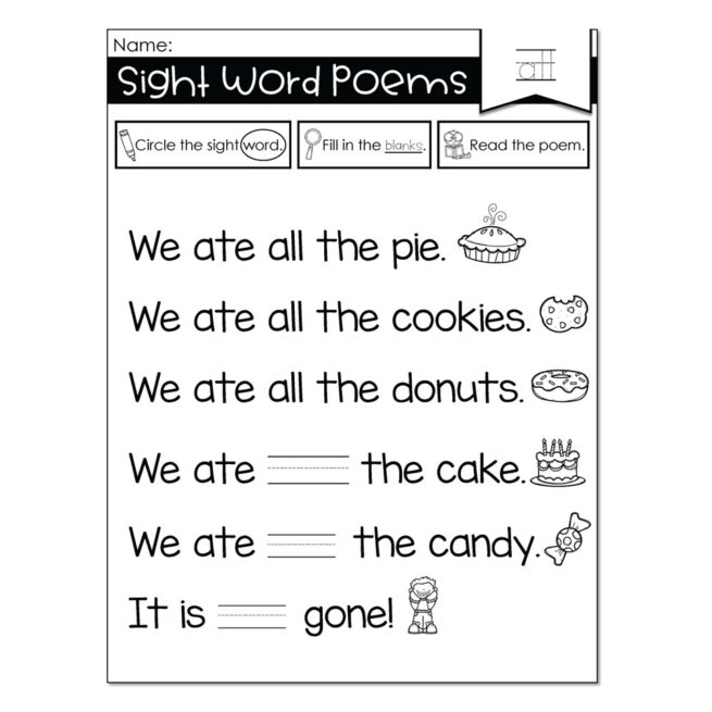 Sight Word Poems - All - Lucky Little Learners