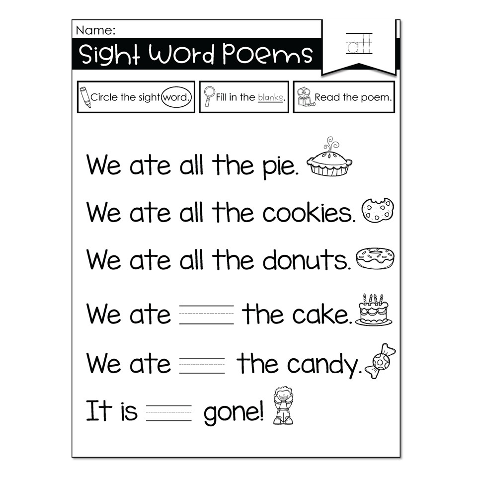 Sight Word Poems - All - Lucky Little Learners