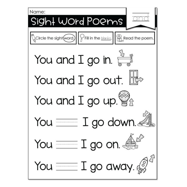 Sight Word Poems - And - Lucky Little Learners