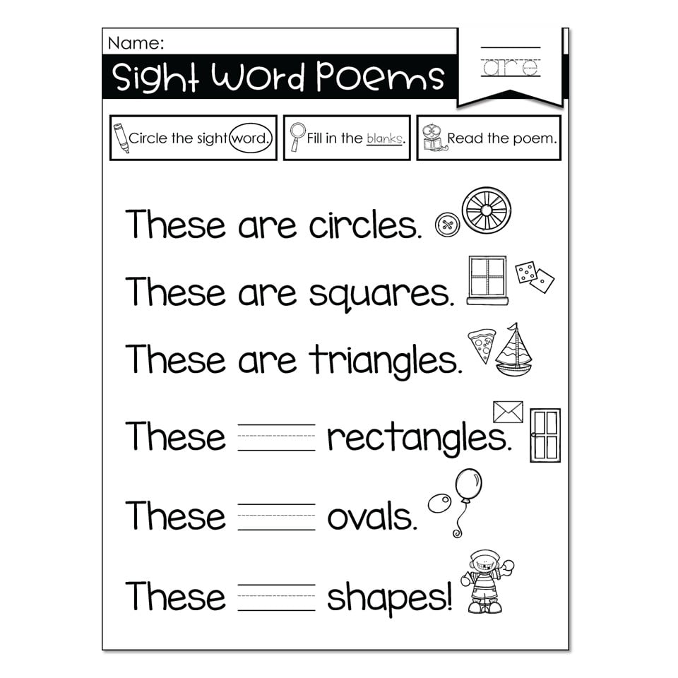 Sight Word Poems - Are - Lucky Little Learners