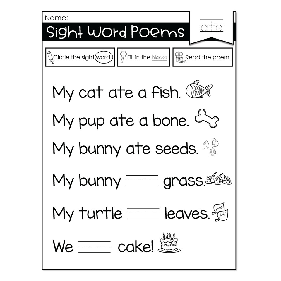 Sight Word Poems - Ate - Lucky Little Learners