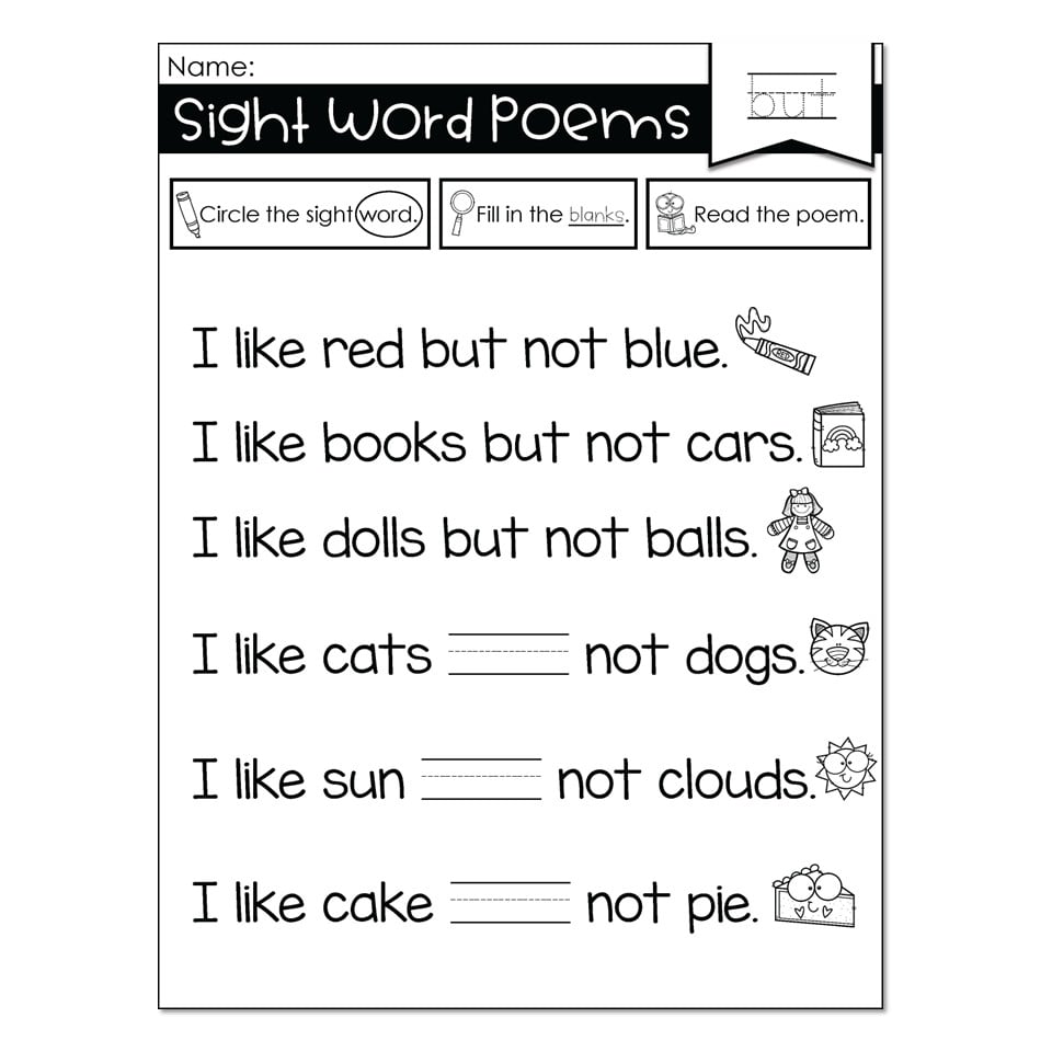 Sight Word Poems - But - Lucky Little Learners