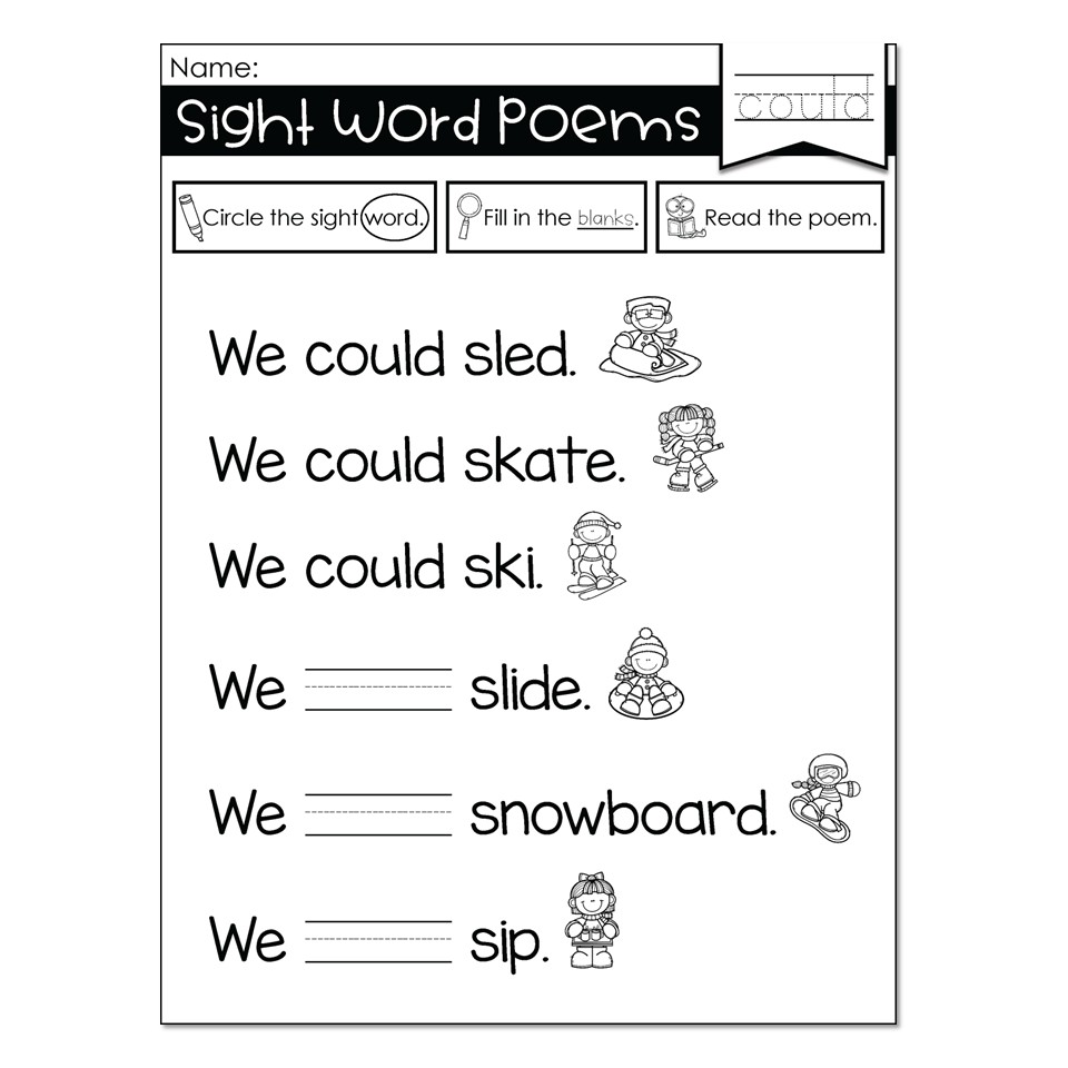 Sight Word Poems - Could - Lucky Little Learners