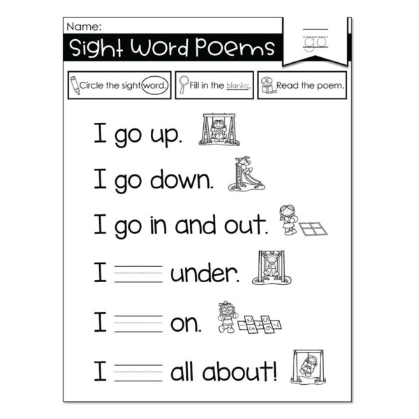 Sight Word Poems - Go - Lucky Little Learners
