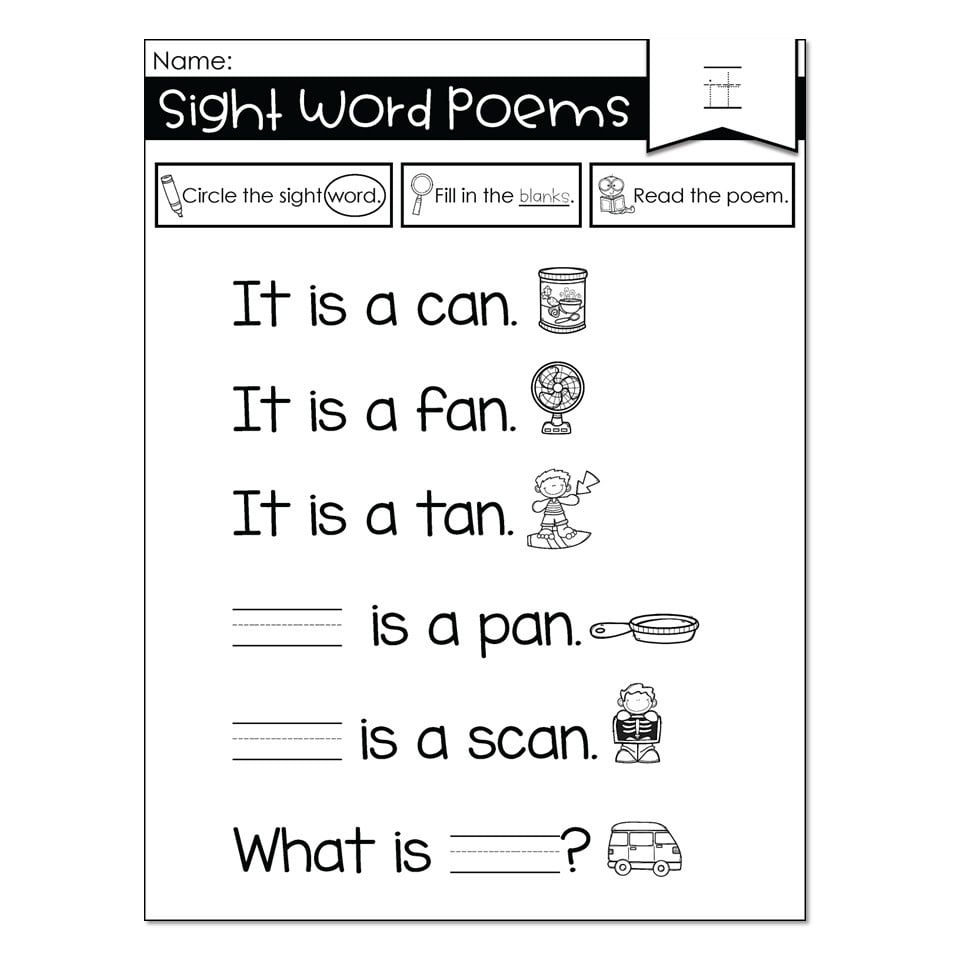 Sight Word Poems - It - Lucky Little Learners
