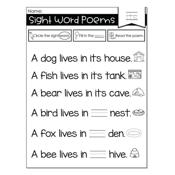 Sight Word Poems - Its - Lucky Little Learners