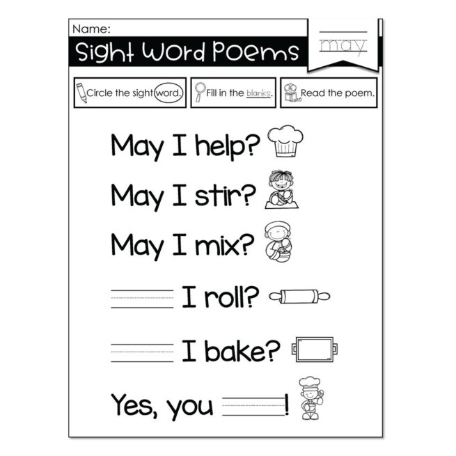 Sight Word Poems - May - Lucky Little Learners