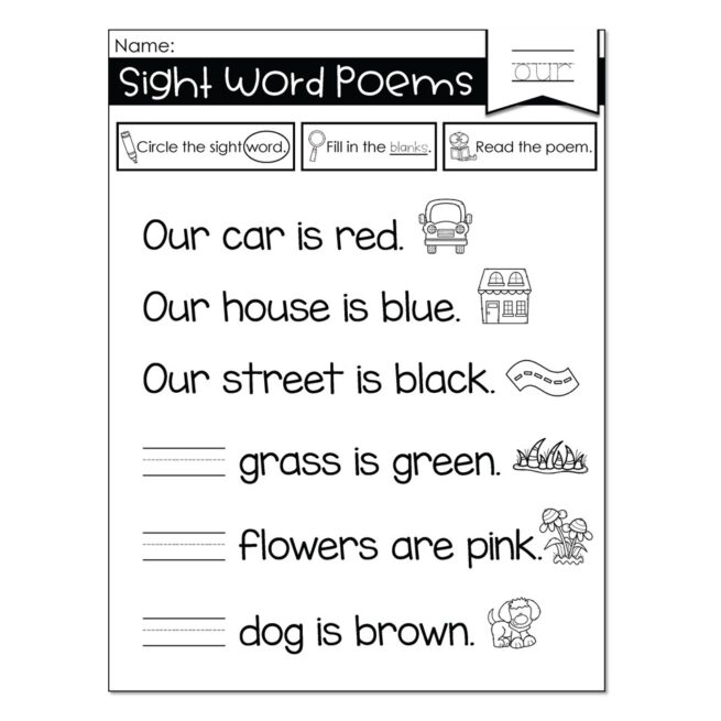 Sight Word Poems - Our - Lucky Little Learners