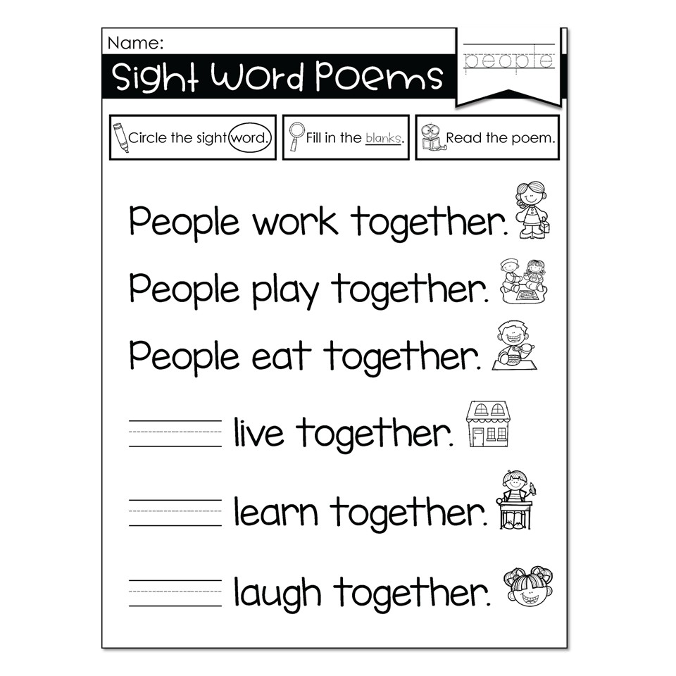 Sight Word Poems - People - Lucky Little Learners