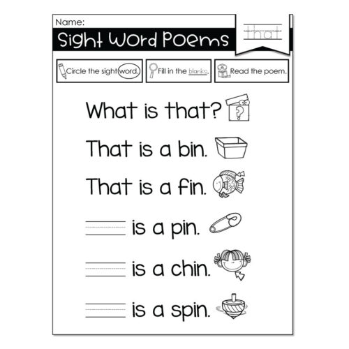 Sight Word Poems - That - Lucky Little Learners