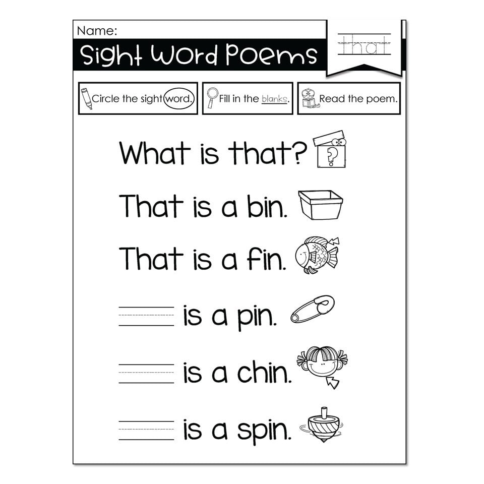 Sight Word Poems - That - Lucky Little Learners