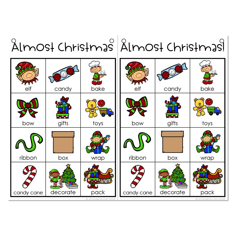 Themed Vocabulary Word Lists - Almost Christmas - Lucky Little Learners
