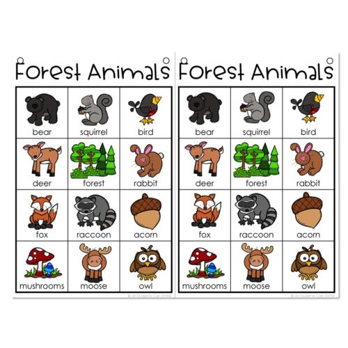 Themed Vocabulary Word Lists - Forest Animals - Lucky Little Learners