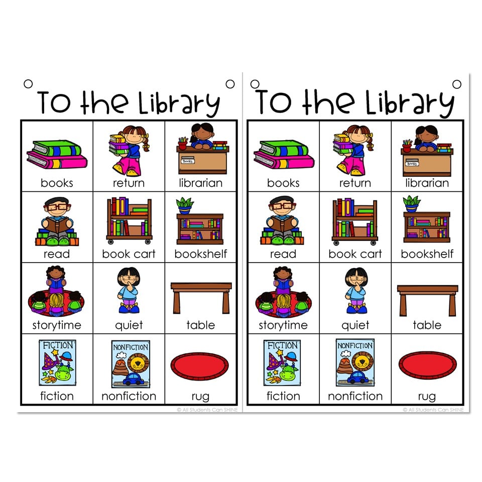 Themed Vocabulary Word Lists - To the Library - Lucky Little Learners