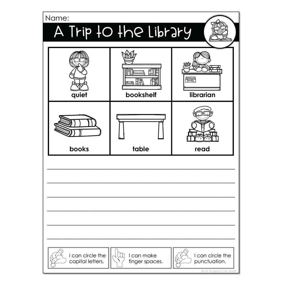 Writing with Word Lists - A Trip to the Library - Lucky Little Learners