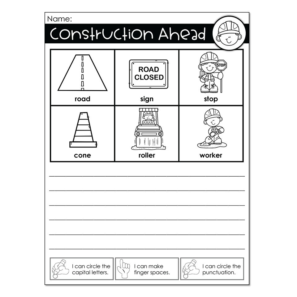 Writing with Word Lists - Construction Ahead - Lucky Little Learners