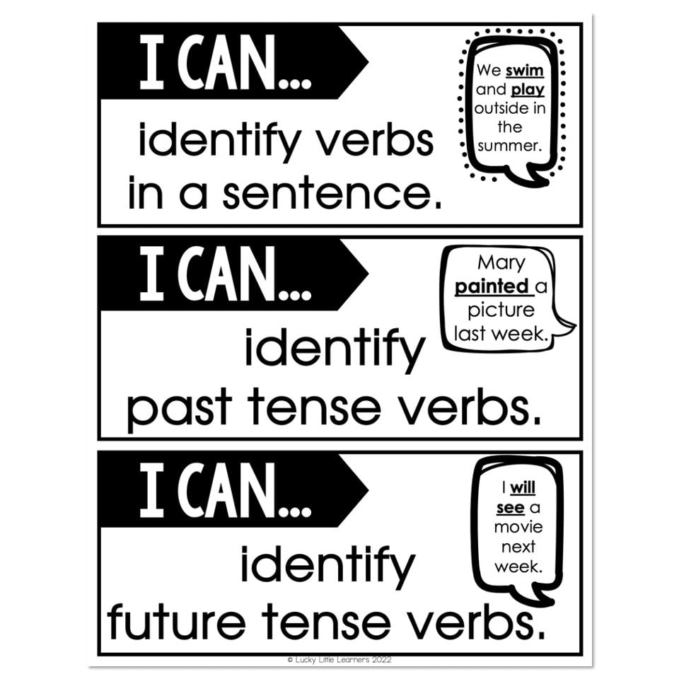 1st Grade I Can Statements - Grammar - Set 3 - Lucky Little Learners