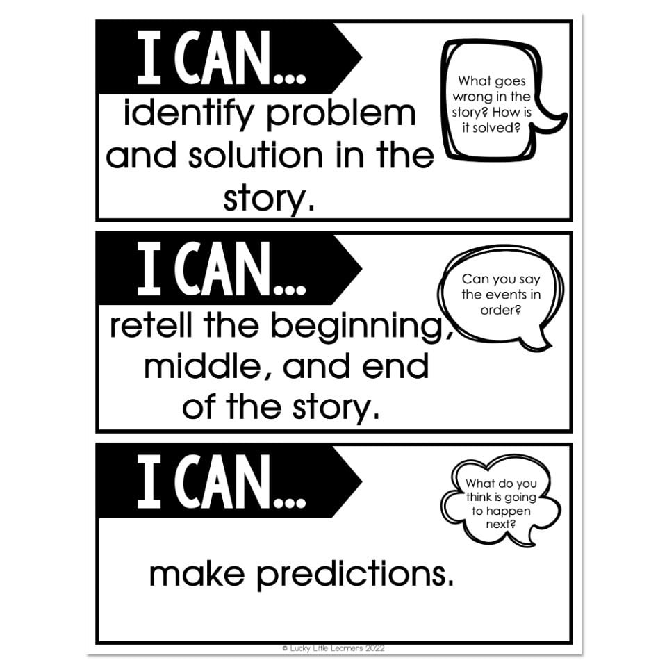 1st Grade I Can Statements - Reading - Set 3 - Lucky Little Learners
