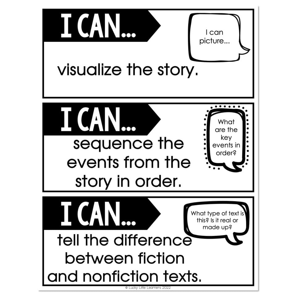 1st Grade I Can Statements - Reading - Set 4 - Lucky Little Learners