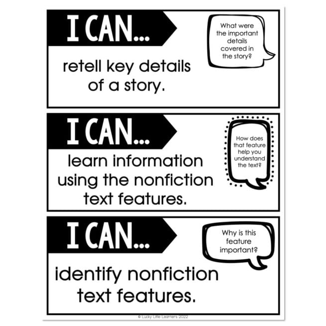 1st Grade I Can Statements - Reading - Set 6 - Lucky Little Learners